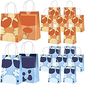 24 Pack Dog Man Gift Bags Blue Dog Ears Pattern Paper Gift Bags with Handles for Kids for Baby Shower Birthday Party Party Supplies