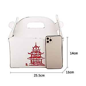 KUANG! Fashion Crossbody Handbags Takeout Box Shoulder Bag Chinese Tower Pu Packing Box Purse for Girls