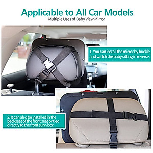 Baby Car Mirror, 2 Pack Large Safety Car Seat Mirror, Baby Car Seat Mirror for Rear Facing Infant Child with Wide Crystal Clear View, Rear View Mirror