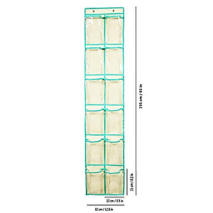 ANIZER Over The Door Shoe Organizer Hanging Narrow Closet Door Shoe Storage Large Clear Pockets Chart (12 POCKETS)