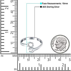 Blue Apple Co. Sterling Silver Size-6 Wrench Band Mechanical Wrench Ring Round 925 Sterling Silver