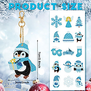 Yuxung 15 Pcs Christmas Diamond DIY Keychain 5D DIY Xmas Diamond Art Kit Hanging Decor Ornament Double Side Diamond Art Christmas Ornament for Art Christmas Craft(Cute)