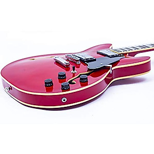 Grote Full Scale Electric Guitar Semi-Hollow Body Guitar Stainless Steel Frets(Red)
