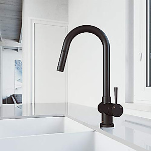 VIGO VG02008MB 17" H Gramercy Single-Handle with Pull-Down Sprayer Kitchen Faucet in Matte Black
