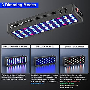 WILLS Aquarium Lights Dimmable Full Spectrum 165W Fish Tank LED Planted Aquarium Lights for Freshwater Saltwater LED Coral Reef(21.3"x6.7"x2.4")