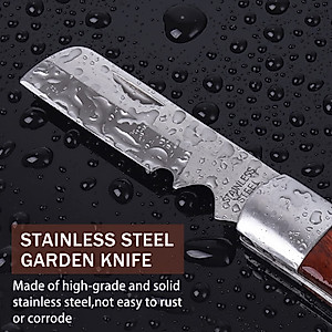 BaiCarre Pruning Knife,Grafting Knife, Stainless Steel Garden Budding Knife, Folding Pocket Knife for Grafting Multi Cutting Tool, Weed Bushes Branches Mushroom Diggig Knife