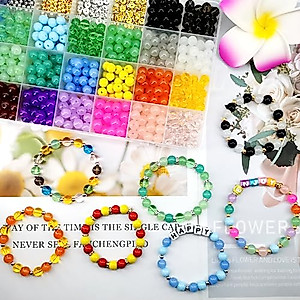 1000Pcs 8mm Glass Beads for Jewelry Making kit with Rondelle Spacer Beads, 24 Color Crystal Beads for Bracelet Making Round Glass Beads Gemstone Beads Bracelet Beads Bulk for DIY Earrings Necklaces