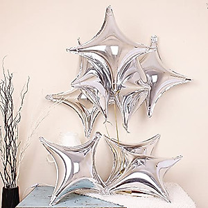 TABLECLOTHSFACTORY 3 Pack 23" Rose Gold Aluminum Foil Star Shape Balloon Wholesale 4 Point Quadrangle Mylar Balloons