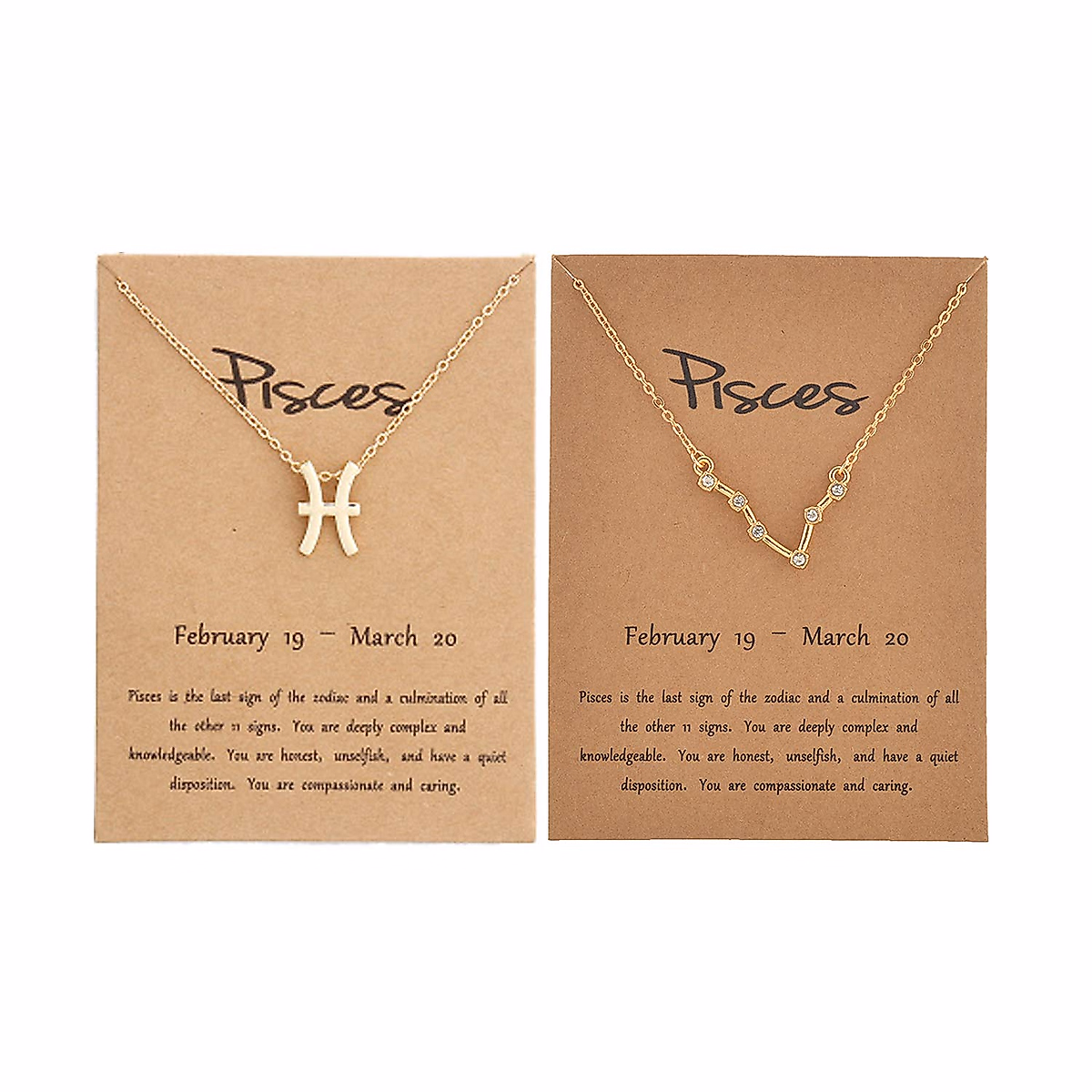 Gold Pisces Zodiac Necklace Pisces Gift Zodiac Sign Necklace Astrology Pisces Birthday Gift Horoscope Constellations Jewellery Christmas Gift (Gold-Pisces)