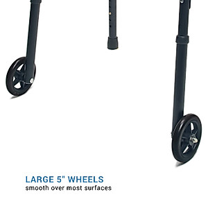 Lumex ColorSelect Walker, Lightweight & Folding 2-Wheel Walker for Adults & Seniors, Black