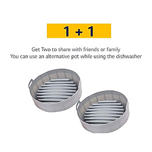 [Set of 2] Air Fryer Silicone Pot - Replacement of Parchment Paper Liners [7.5inch] No More Cleaning Basket After Using the Air fryer - Food Safe Air fryers Oven Accessories