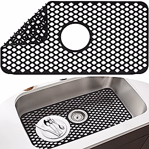 Sink Protectors for Kitchen Sink - YUBIRD 24.8x 13" Sink Mat, Silicone Kitchen Sink Mat for Bottom of Stainless Steel Sink(Black, 24.8"x 13")