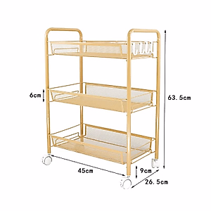 TBGFPO Kitchen Bathroom Bathroom Shelving Trolley with Wheel Three-Layer Storage Rack with Hook Trolley (Color : D, Size : As Shown)