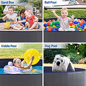 Niubya Foldable Dog Swimming Pool, Collapsible Hard Plastic, Portable Bath Tub for Pets Dogs and Cats, Pet Wading Pool for Indoor and Outdoor, 71 x 12 Inches