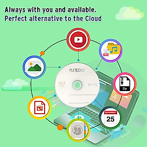 PlexDisc CD-R Blank Discs 700MB 52X Logo Top Recordable Media - 50 Pack Cake Box (FFP) Blank CDs CDR Disc