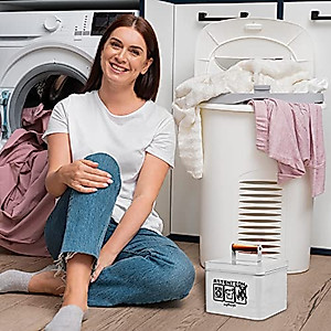 Vestimente Gloss Finish Metal Modern Farmhouse Laundry Storage Container | Laundry Room Decor/Organizers | Dryer Sheets Holder/Bin | Laundry Accessories (White)