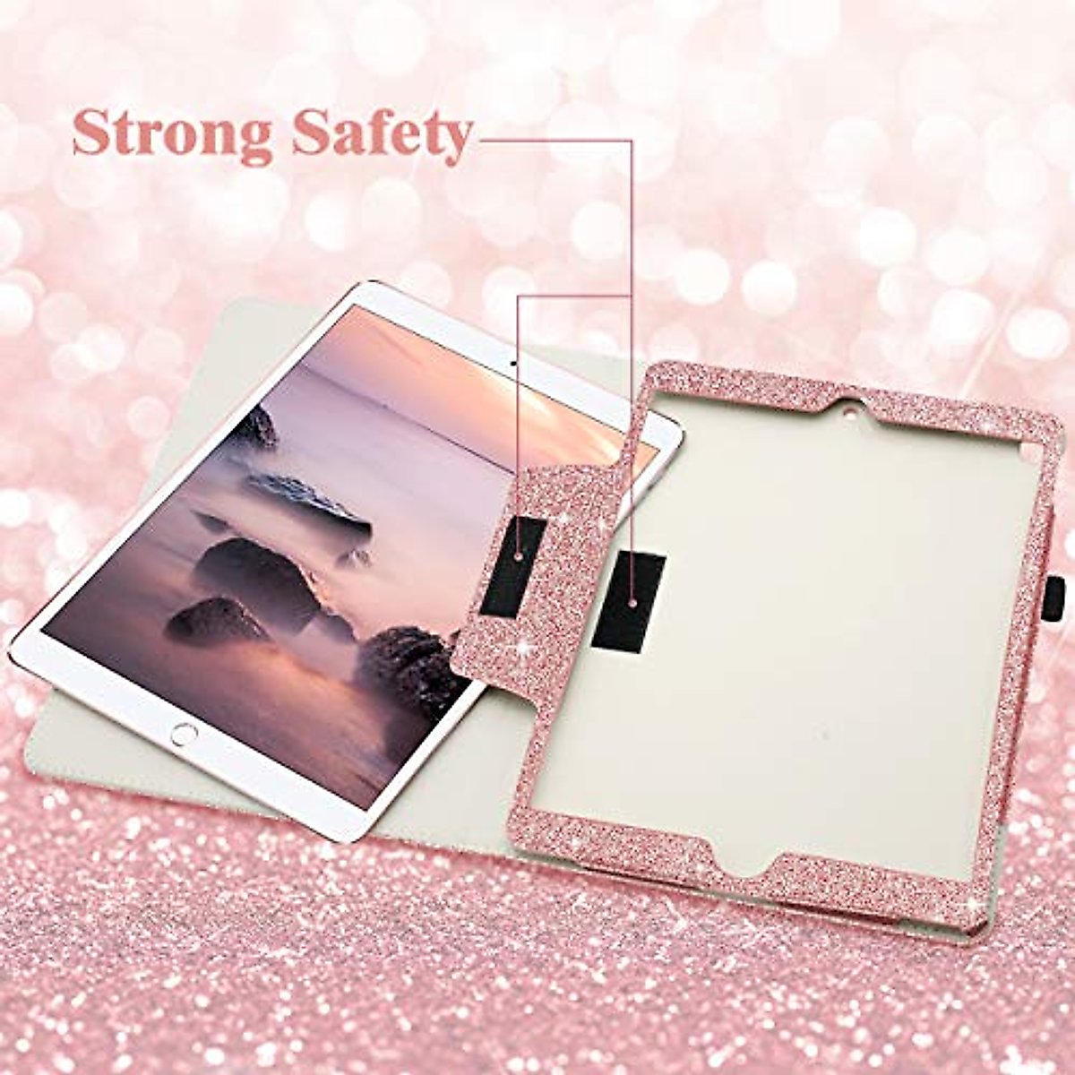 Fingic for iPad 10.2 Case 2021/2020/2019 - iPad 9th/8th/7th Generation Case Luxury Sparkly Folio Folding Stand Cover Auto Wake/Sleep Smart Case for New iPad 10.2” 2021/2020/2019 (9th/8th/7th Gen)