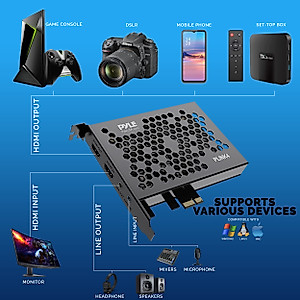 Pyle Live Gamer HDMI 4K Live Record and Stream, Multi Video Format Support, Audio-VideoLine in/Out, Super High Speed, Real Time Gameplay, Conference Live Broadcast, PCI-E Gen2 - PLINK4