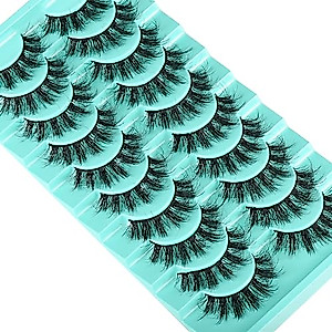 APCYUST Mink Lashes Fluffy Wispy Eyelashes Medium Natural Eye Lash Pack Thick Full Small Strip Eyelash Set Thin Band Russian Strips Lash Extension (Spiky Lash | 11-17mm)