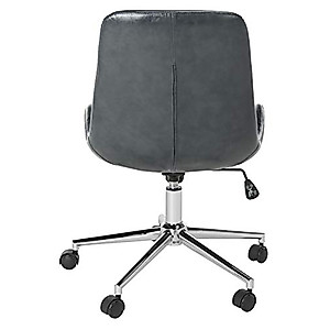 SAFAVIEH Home Collection Fletcher Dark Grey Faux Leather/ Chrome Swivel Adjustable Height Office Desk Chair