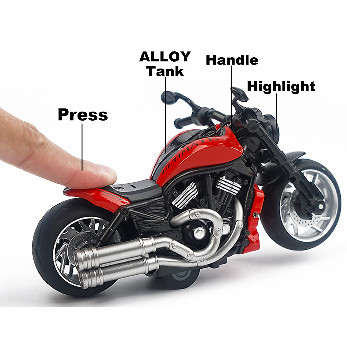 Gilumza Pull Back Motorcycles Toy, Moto Gift with Music Lighting, Wolverine Motorcycle Toys for Boys Kids Age 3-12 Year Old (Black)