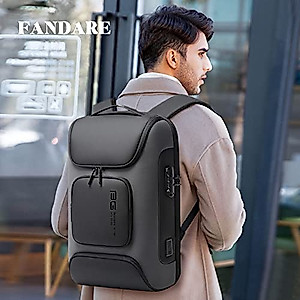 FANDARE Anti-theft Backpack Business Laptop Handbag Travel Large Daypacks fits 15.6 Inch Laptop with USB Charging Port Computer Bag for Women Men Waterproof Rucksack Grey