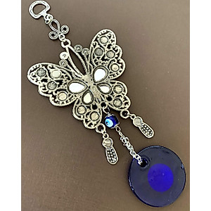 Turkish Blue Evil Eye Butterfly Design Amulet Home Office Hanging Decoration Ornament Blessing Gift -CL10