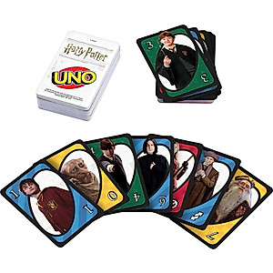 Mattel Games UNO Harry Potter Card Game in Storage Tin for Kids, Adults & Game Night, Collectible Deck Based on Popular Series for 2 to 10 Players