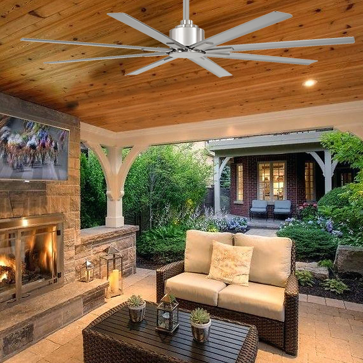 MINKA-AIRE F896-65-BNW Xtreme H2O 65 Inch Outdoor Ceiling Fan with DC Motor, Silver Brushed Nickel Wet Finish