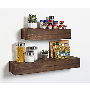 Kate and Laurel Boxx Floating Wooden Wall Mantel Shelf, 36 Inches, Rustic Brown