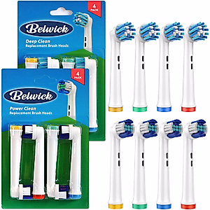 Belwick Replacement Toothbrush Heads Compatible with Oral B Braun, 8 Pack Professional Electric Toothbrush Heads, Precision Brush Heads Refill for Oral-B 7000/Pro 1000/9600/ 5000/3000/8000 (8 Pack)