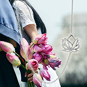 SOULMEET Sterling Silver Sideways Lotus Necklace for Mom Daughter with Inspirational Quote on Gift Card, Dainty Inspirational Gifts for Women