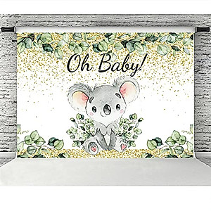Lofaris Cute Koala 1st Birthday Party Backdrop Greenery Boy First Birthday Background Oh Baby Baby Shower Party Decor Cake Table Banner 7x5ft