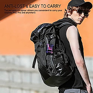 LOKYICOK Compatible with AirPods Pro 2nd Generation Case 2022, Secure Lock Clip Carbon Fiber Airpod Pro 2 Case with Keychain,Full Body Shockproof Hard Shell Protective Cover for AirPod Pro 2 (Red)