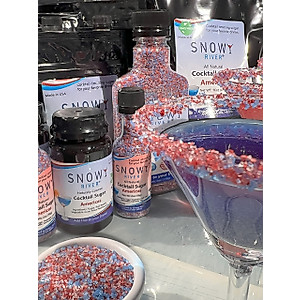Snowy River Americas Cocktail Sugar - Kosher All Natural Red, White, and Blue Cocktail Rimmer and Coffee Rimmer (Americas, 4oz Bag)