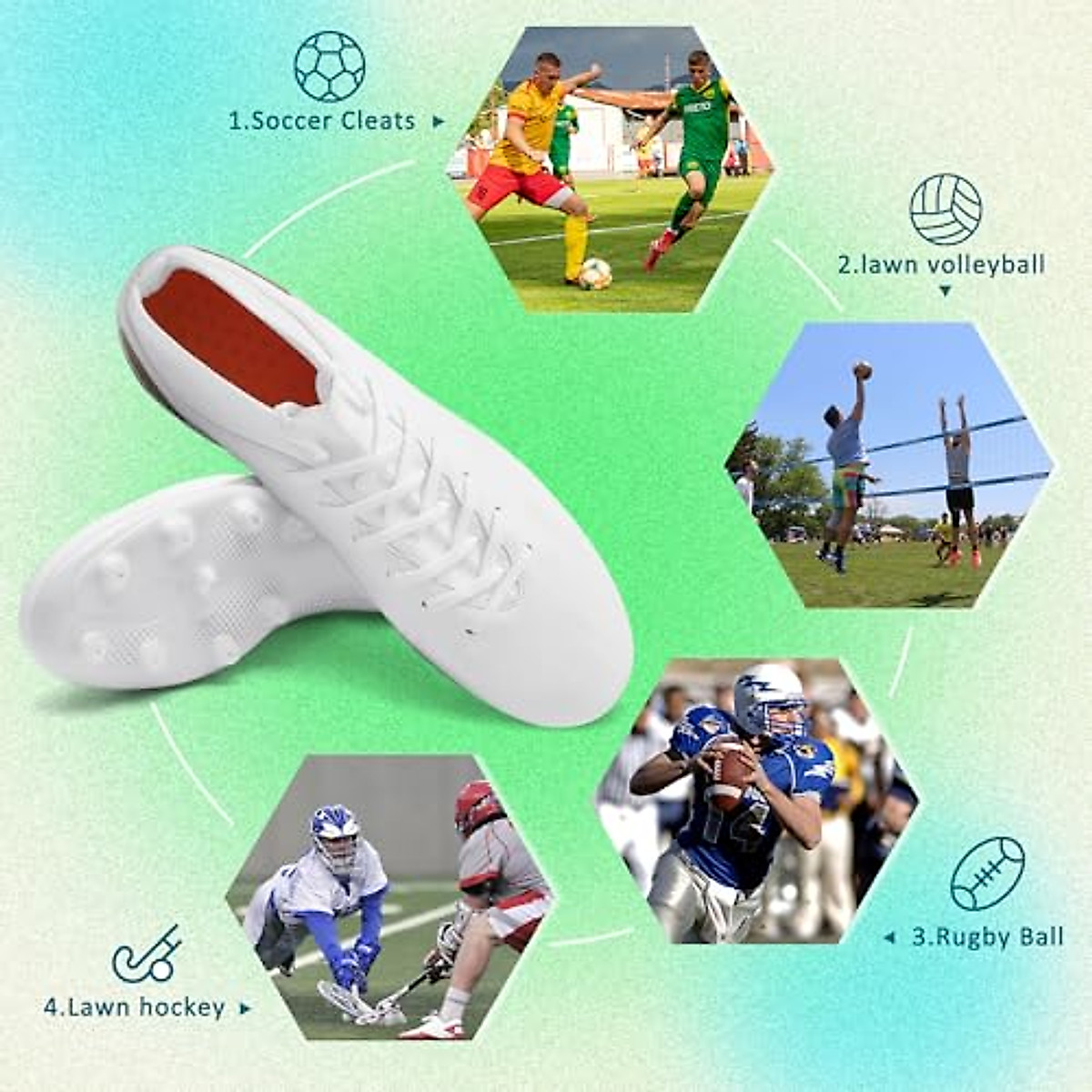 Soccer Cleats Mens Football Cleats Women Tacos de Futbol para Hombre Soccer Shoes for Big Boy Tacos de Futbol Zapatos de Futbol para Hombres Outdoor Soccer Shoes High Top Football Boots AG/FG