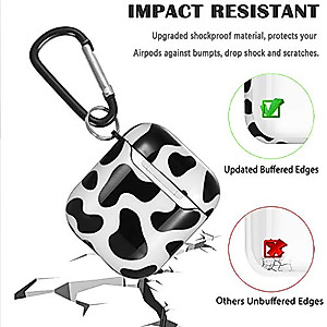 Airpods Case Cover Cow, Olytop Cute Airpods Protective Case Cover Printed Hard Skin Women Girl for Apple Airpods Charging Case with Keychain AirPods 2nd 1st Gen (Black Cow)