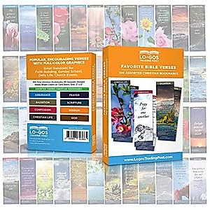Bookmark Scripture Cards - Pack of 100 Variety Bible Memory Verse Cards | Popular, Encouraging Verses with Full Color Graphics | Useful Handouts for Faith Building, Sunday School, or Daily Life