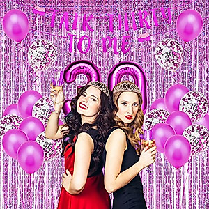 30th Birthday Decorations for Women, Hot Pink 30 Birthday Decorations for Her, Talk Thirty to Me Banner,Crown, Sash, Cake Topper and Number Balloon, 30th Birthday Party Supplies for Women