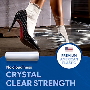18" Stretch Film/Wrap 1200ft 500% Stretch Clear Cling Durable Adhering Packing Moving Packaging Heavy Duty Shrink Film Stretch Wrap(1 Pack, Clear)
