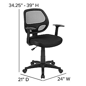 Flash Furniture Mallard Mid-Back Black Mesh Swivel Ergonomic Task Office Chair with T-Arms - Desk Chair