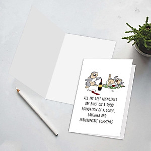 Alzombi Funny Birthday Card for Bestie Friend Female, Humor Friendship Card, Cute Bday Card for Girl Friends