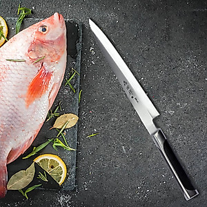 CHUYIREN Sushi Knife Sashimi Knife- 9.5 inch and 10.6 inch Stainless Steel Handle And Wenge Wood Handle