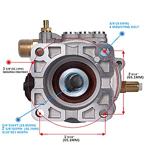 Mikatesi 3/4" Shaft Horizontal Pressure Washer Pump - 2600-3000 PSI @ 2.5 GPM - Original Engineering OEM Pump for Honda Simpson Ryobi Etc Most Brand gas engine power washer