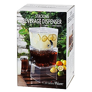 CreativeWare 2 Units 1.5 gallon Stacking Beverage Dispenser, Clear
