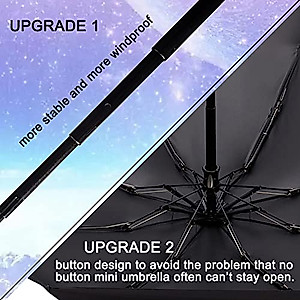 Allfourior Small Mini Compact Travel Umbrella 8 Ribs Lightweight Portable Parasol Sun&Rain Pocket Umbrellas