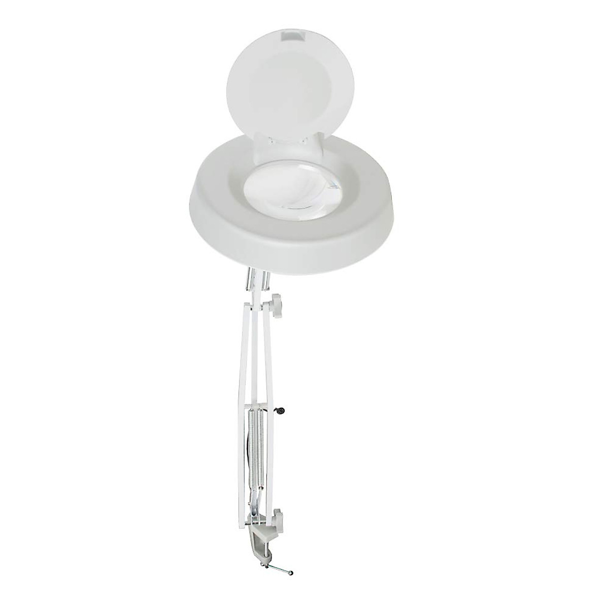 10X Desk Table Clamp Mount Magnifier, Carejoy LED Lamp Light Magnifying Glass Lens Diopter for Workbench, Drafting, Work Light (White Glass)