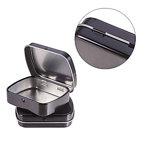 BENECREAT 12 Pack 2.5x2x0.6" Black Rectangular Metal Hinged Tins Storage Containers for Candy Crafts Pins and Home Kitchen Office Storage
