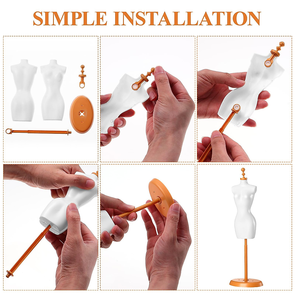 EXCEART Doll Rack 4pcs Doll Cloth Gown Display Support Holder Mini Mannequin Model Stand Plastic Display Support Accessories