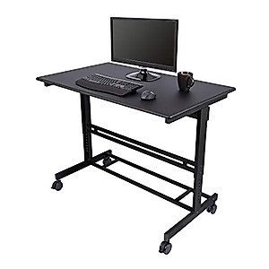 Stand Up Desk Store Rolling Adjustable Height Standing Desk Computer Workstation (Black, 48" Wide)
